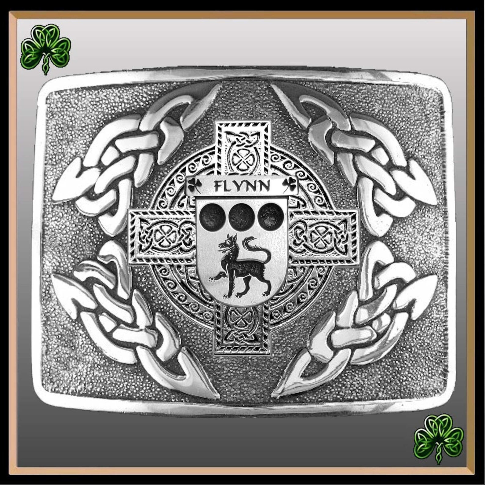 Flynn Irish Coat of Arms Interlace Kilt Buckle - Etsy