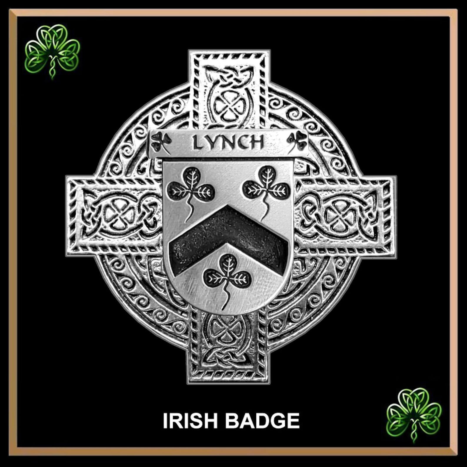 Lynch Irish Coat of Arms Celtic Cross Badge - Etsy