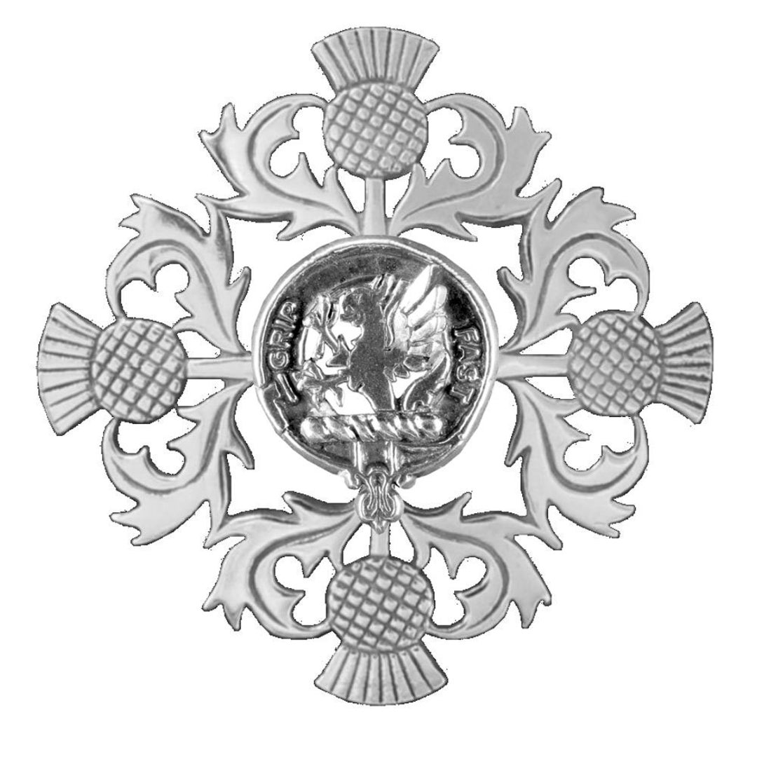 Leslie Clan Crest Scottish Four Thistle Brooch - Etsy