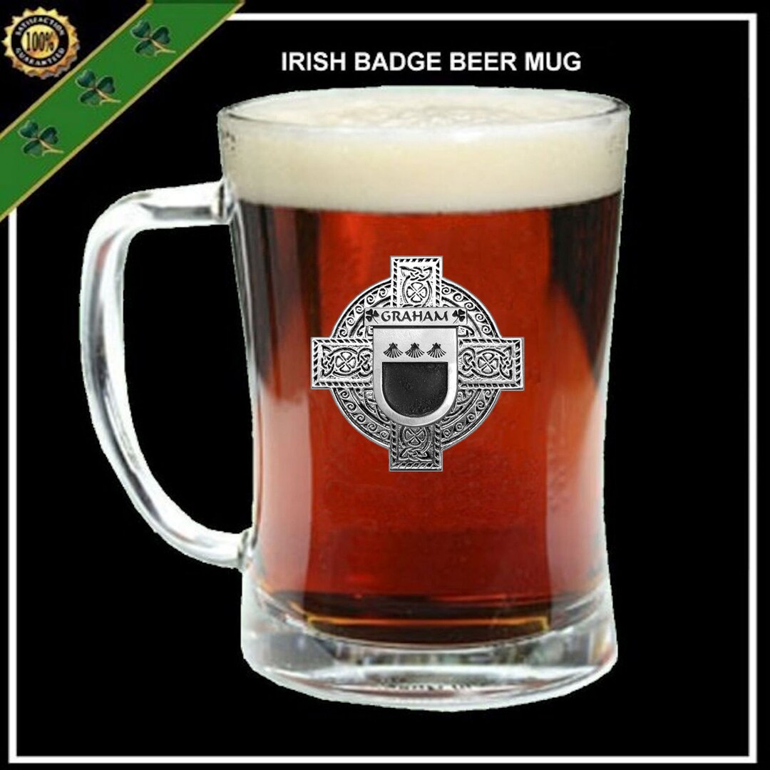 Graham Irish Coat of Arms Badge Glass Beer Mug - Etsy