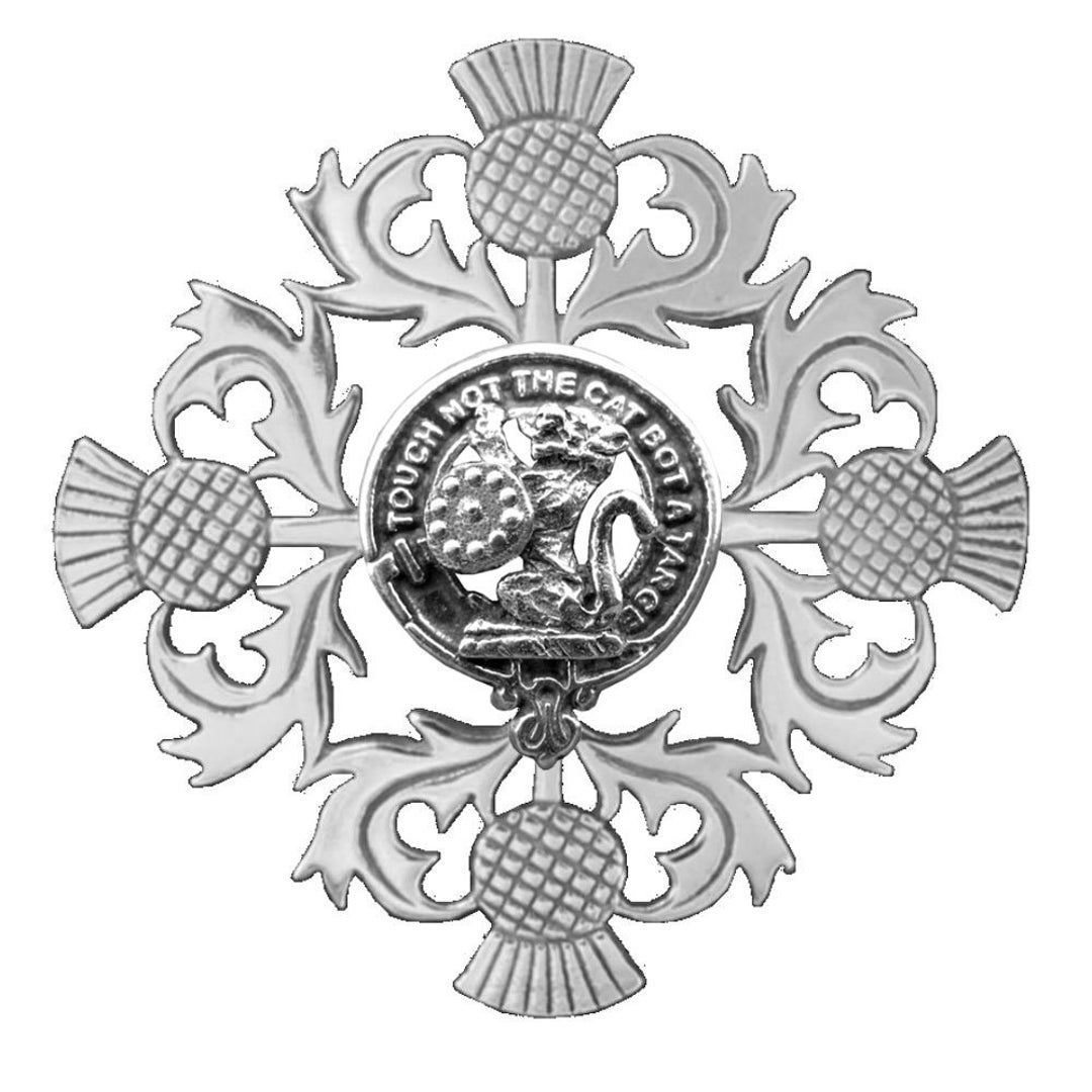 Macbain Clan Crest Scottish Four Thistle Brooch - Etsy