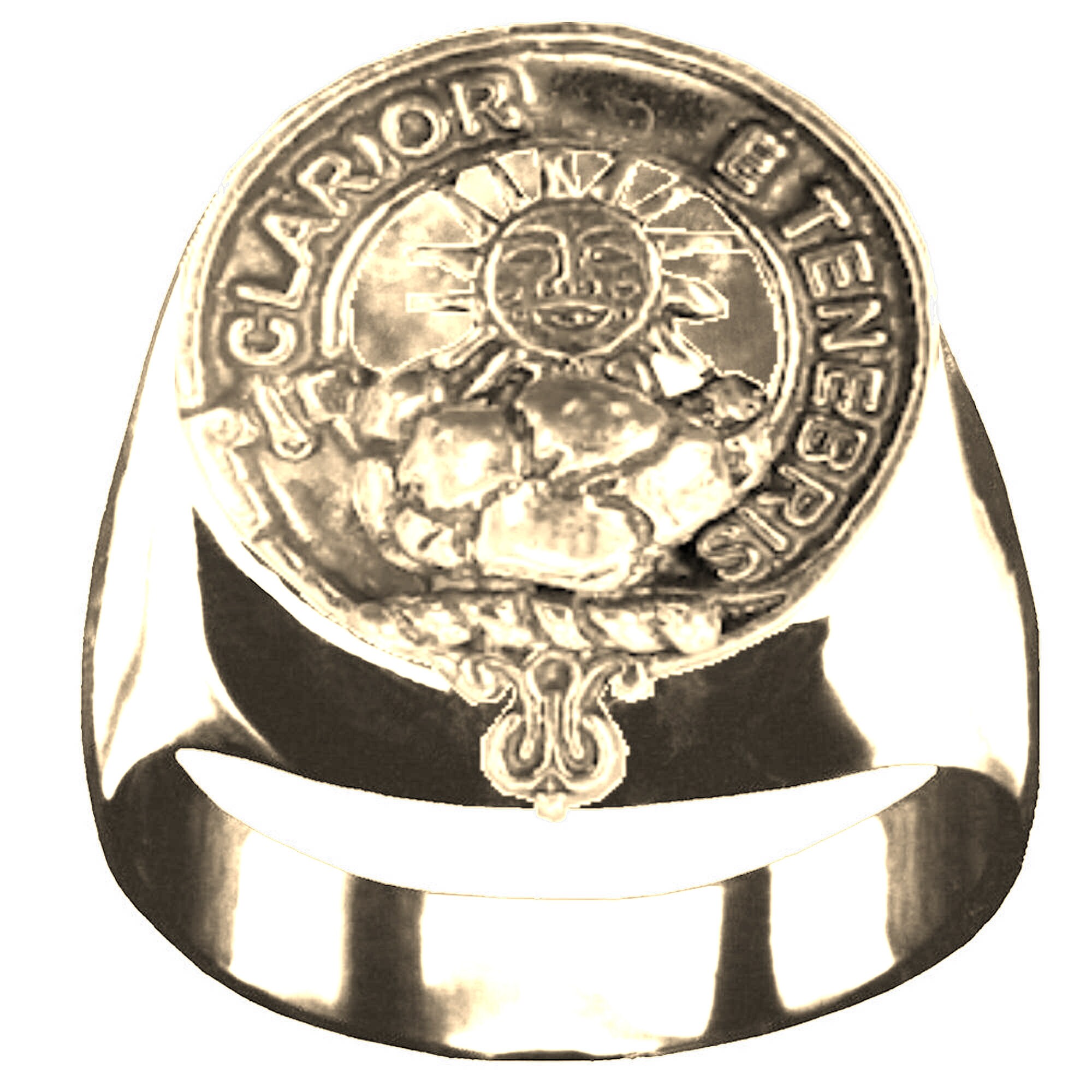 Purves Scottish Clan Crest Ring GC100 ~ Sterling Silver and Karat Gold ...