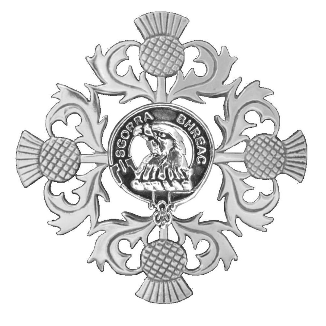 Macnicol Clan Crest Scottish Four Thistle Brooch - Etsy