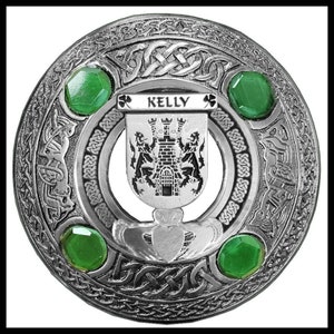 Kelly Irish Claddagh Coat of Arms Plaid Brooch ~ Emerald Stones - Etsy ...