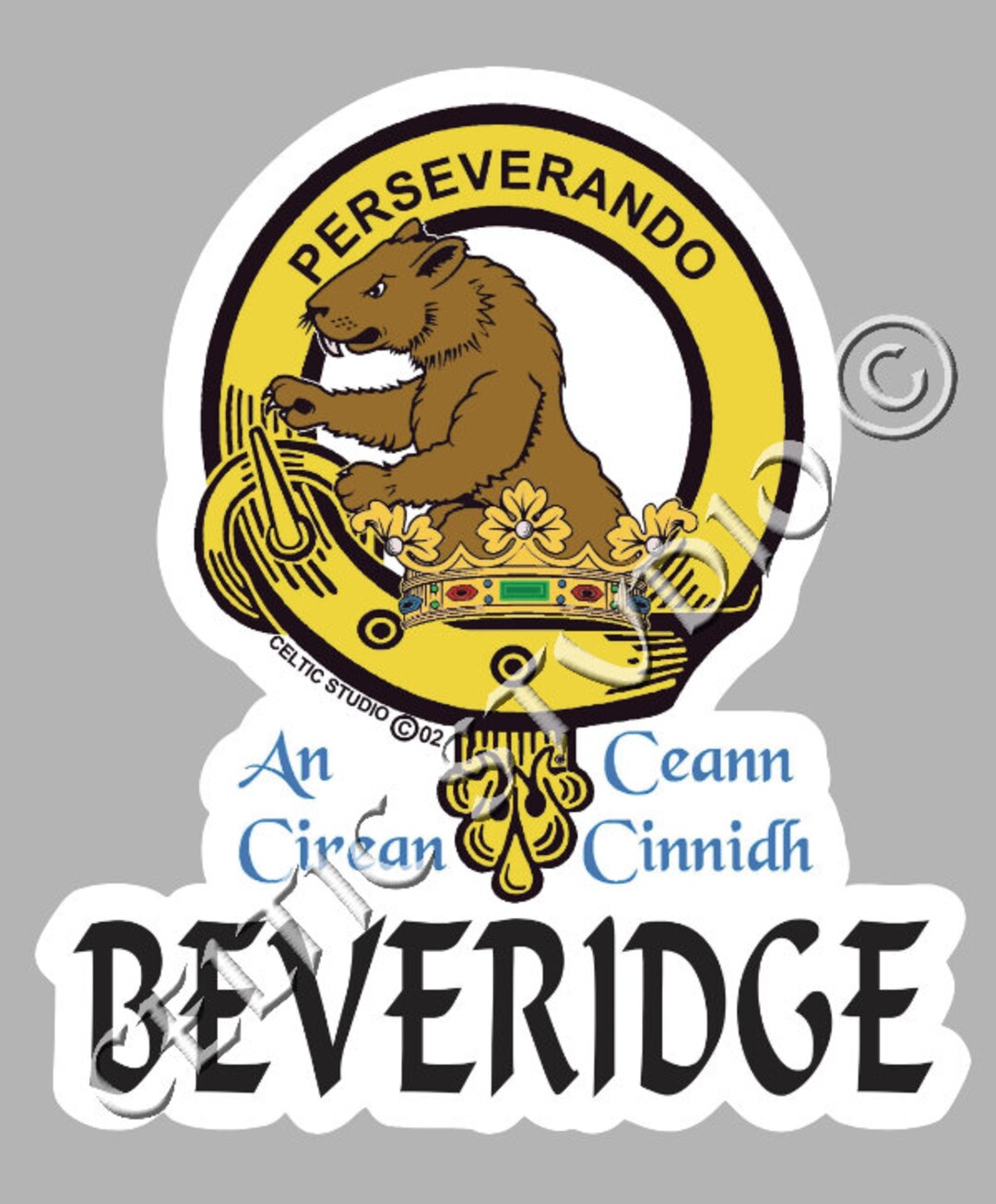 Beveridge Clan Crest Decal | Custom Scottish Heritage Car & Laptop ...
