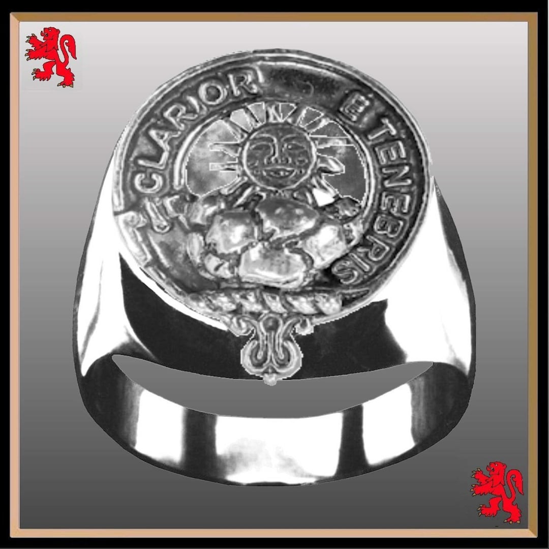 Purves Scottish Clan Crest Ring GC100 ~ Sterling Silver and Karat Gold ...