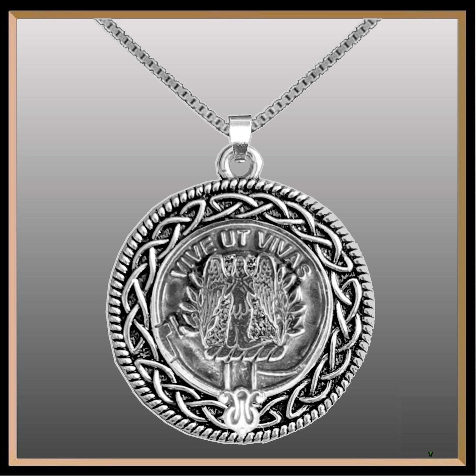 Falconer Clan Crest Celtic Interlace Disk Pendant, Scottish Family ...
