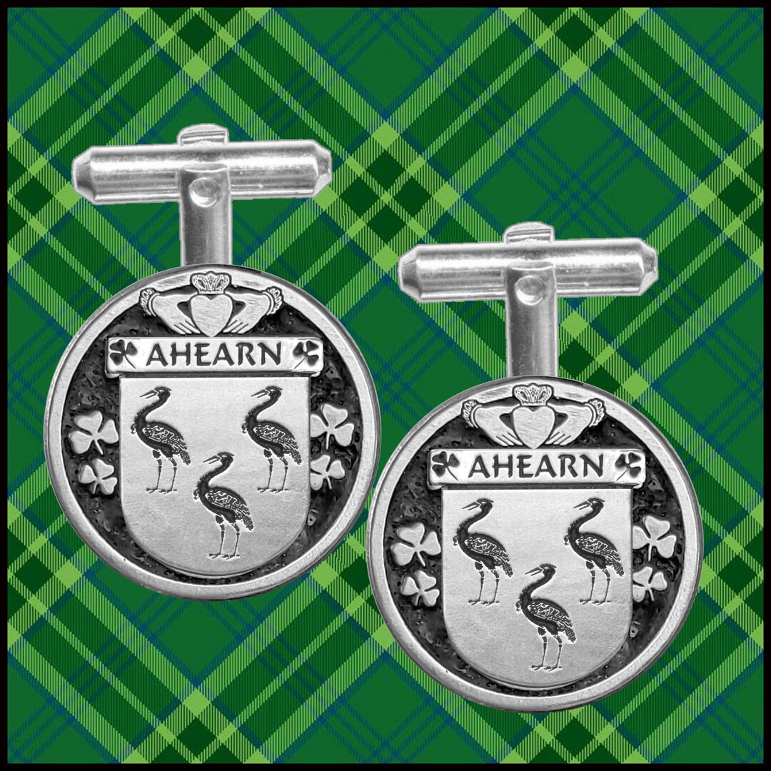Ahearn Irish Coat of Arms Disk Cufflinks - Etsy