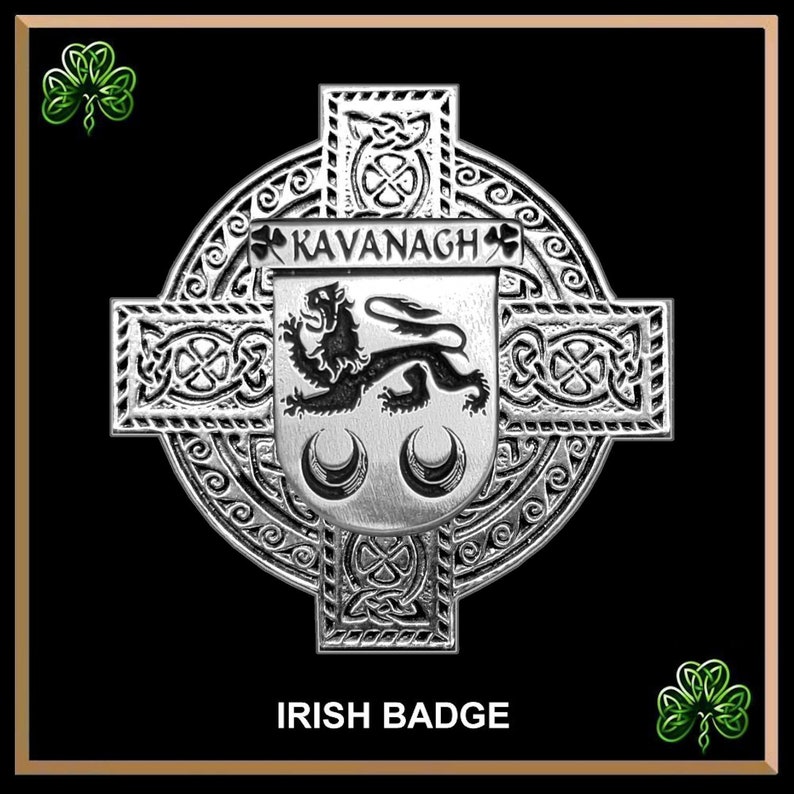 Kavanagh Irish Coat of Arms Celtic Cross Badge - Etsy