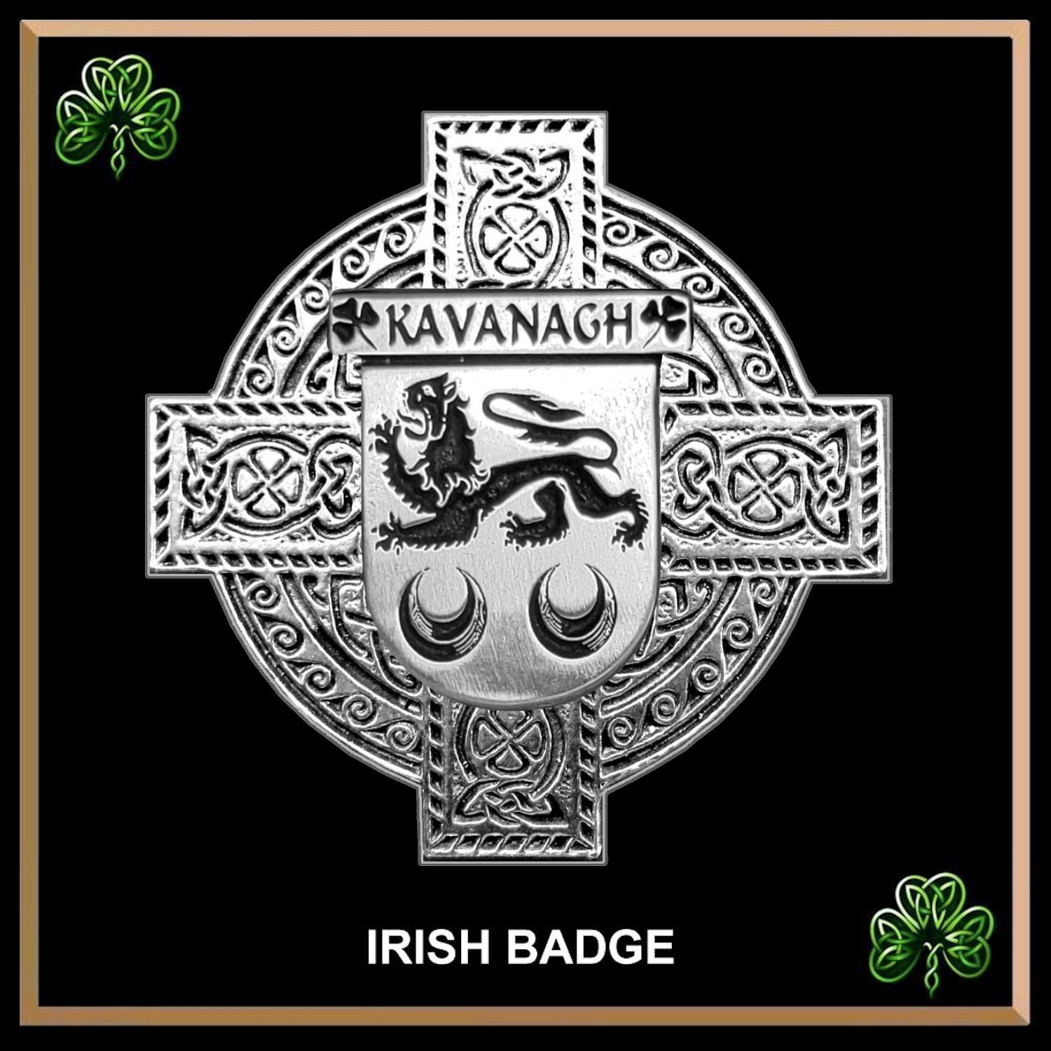 Kavanagh Irish Coat of Arms Celtic Cross Badge - Etsy