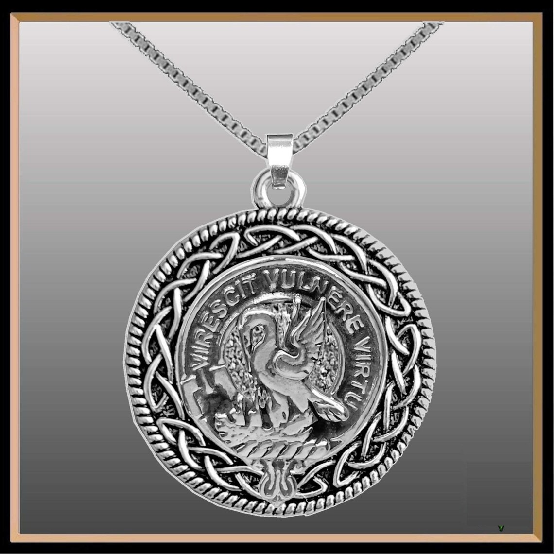 Stewart Clan Crest Celtic Interlace Disk Pendant, Scottish Family Crest ...