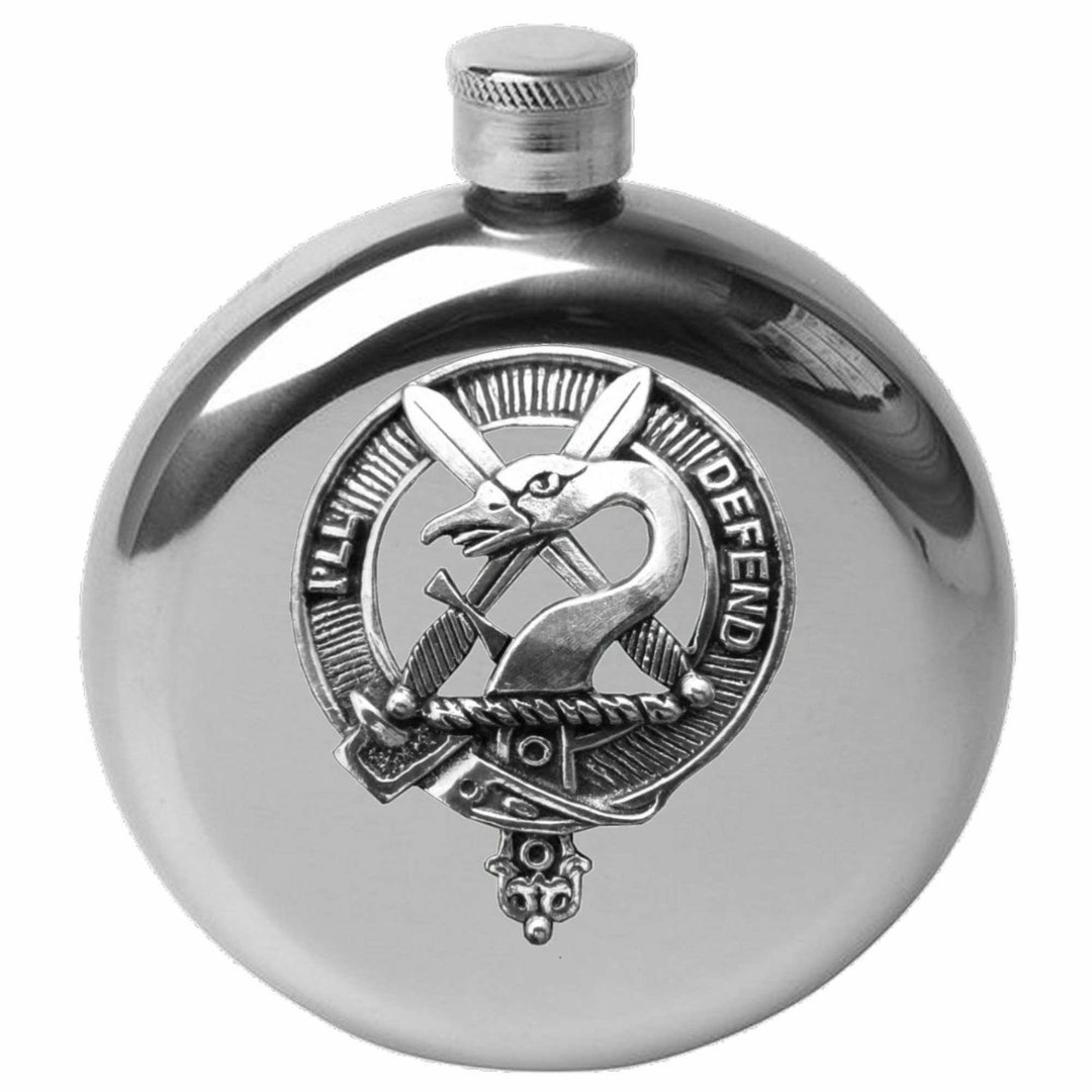 Lennox 5oz Round Scottish Clan Crest Badge Stainless Steel Flask - Etsy