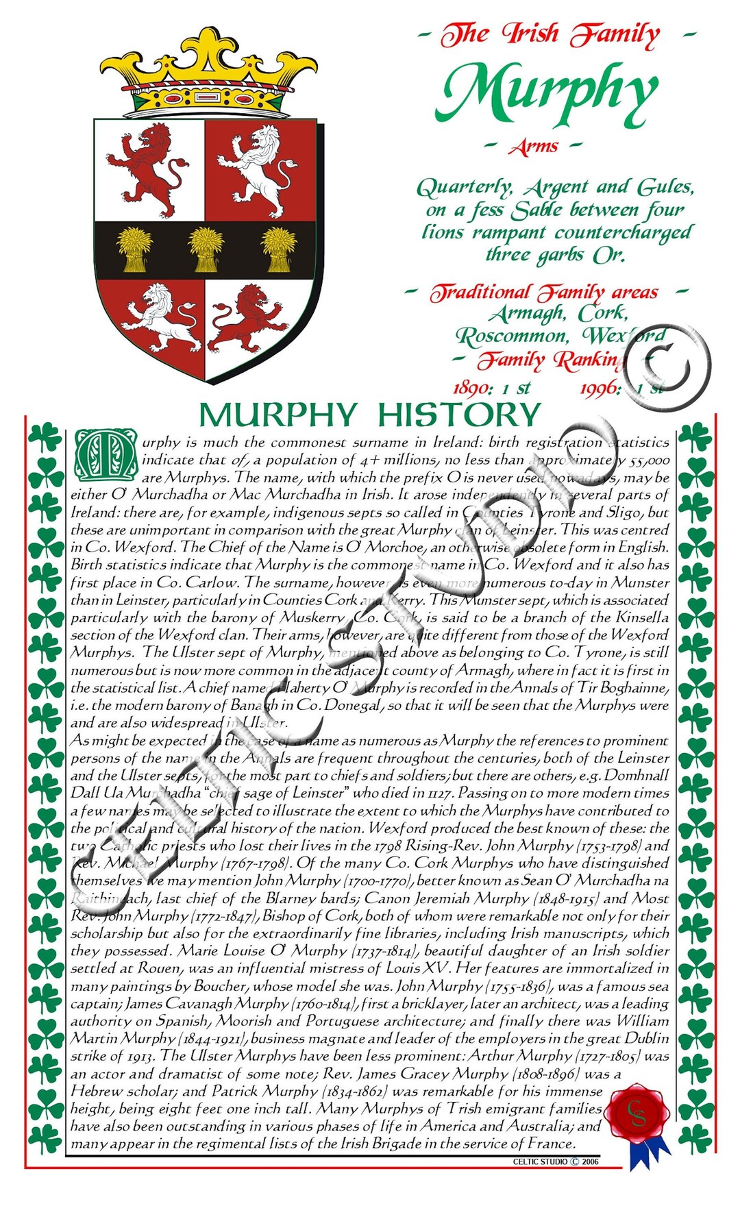 Murphy Irish Family History - Etsy