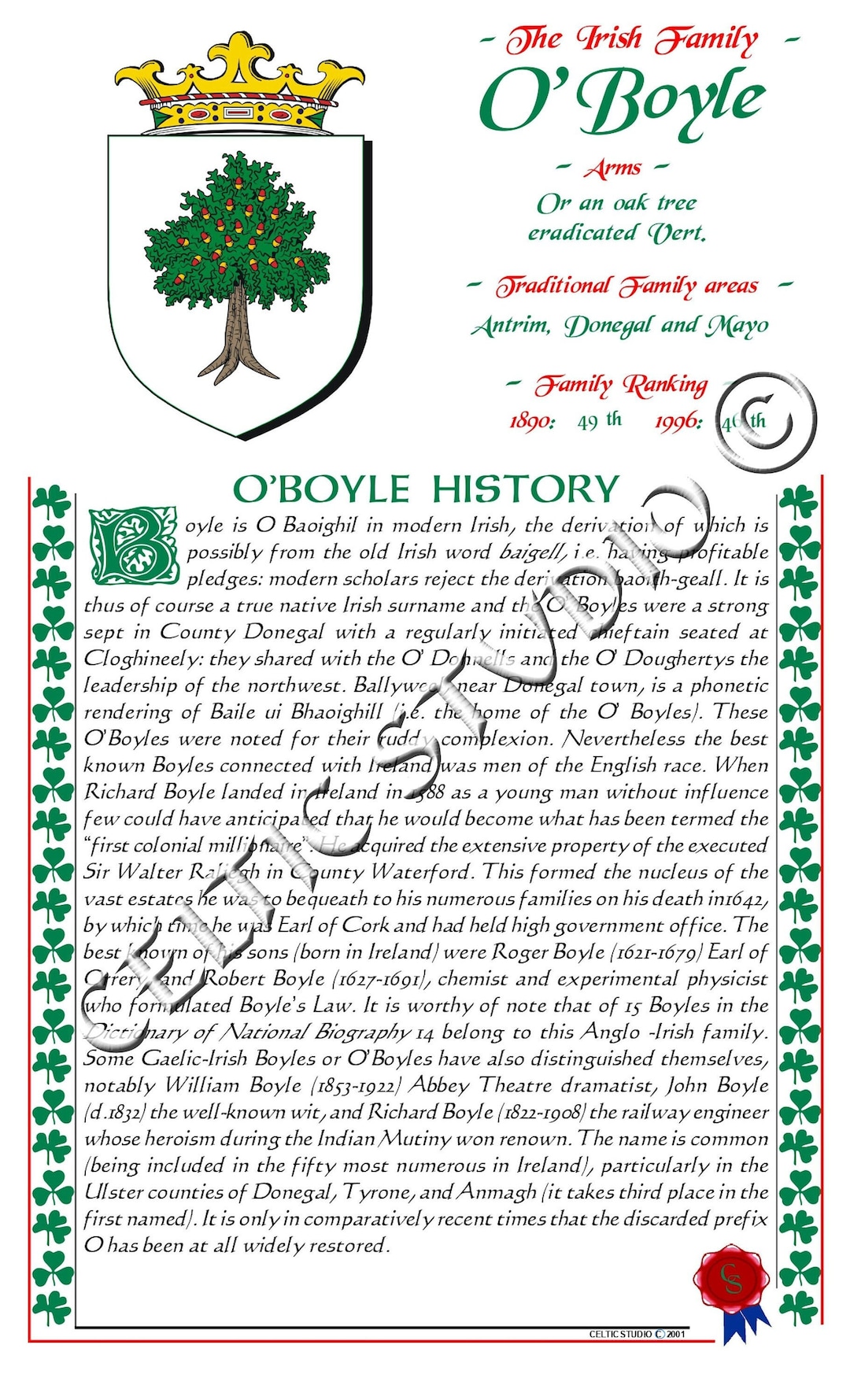 Boyle Irish Family History - Etsy