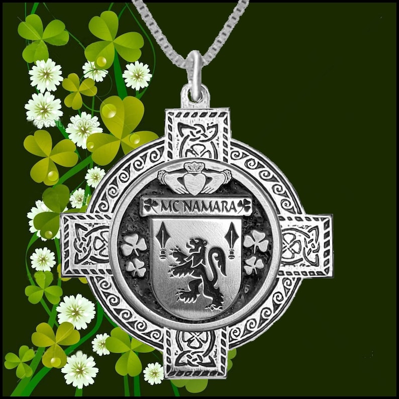 Mcnamara Irish Coat of Arms Celtic Cross Pendant ~ IP04 - Etsy
