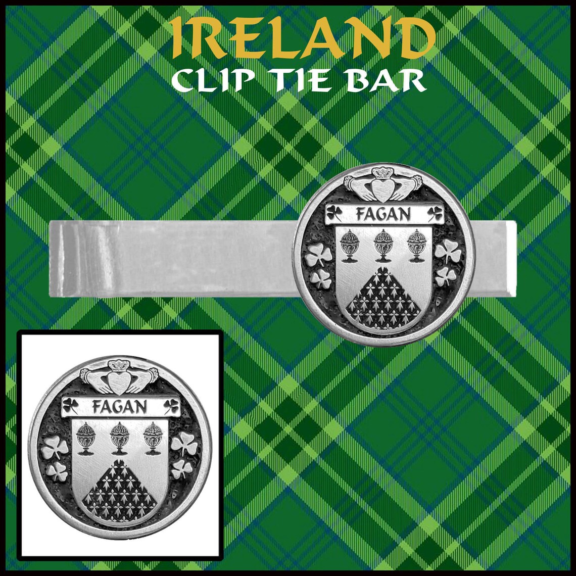 Fagan Irish Coat of Arms Clip Tie Bar - Etsy
