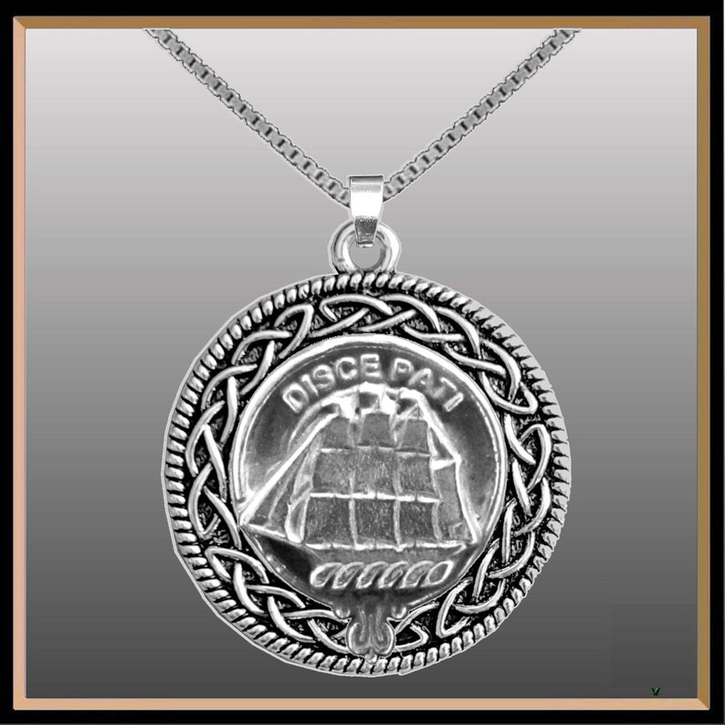 Duncan Clan Crest Celtic Interlace Disk Pendant, Scottish Family Crest ...