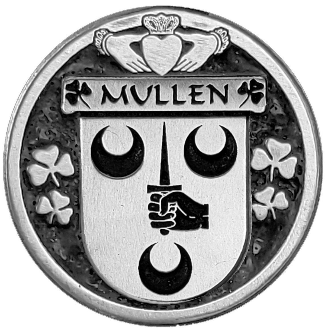 Mullen Irish Coat of Arms Disk Bow Brooch - Etsy UK