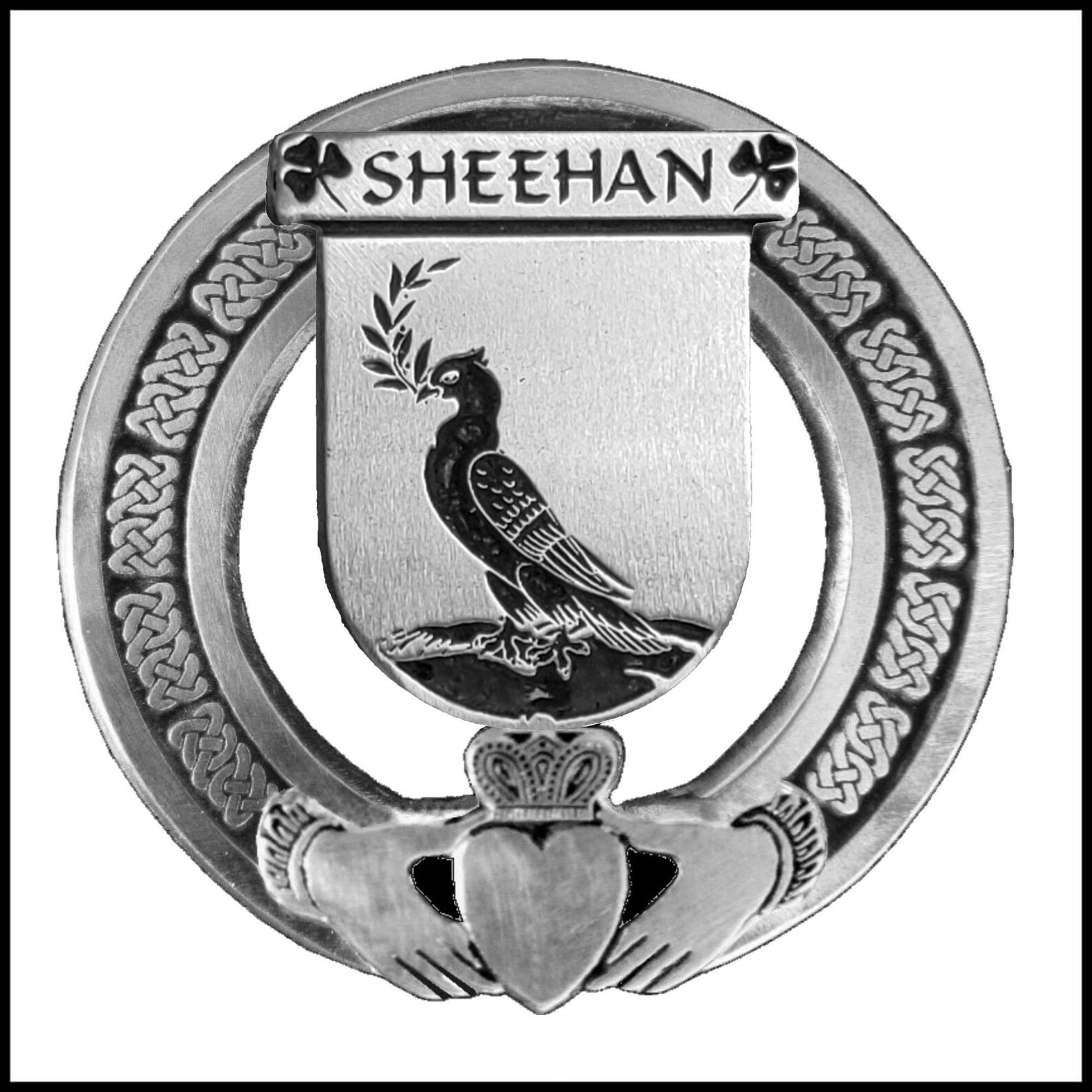 Sheehan Irish Claddagh Coat of Arms Badge - Etsy