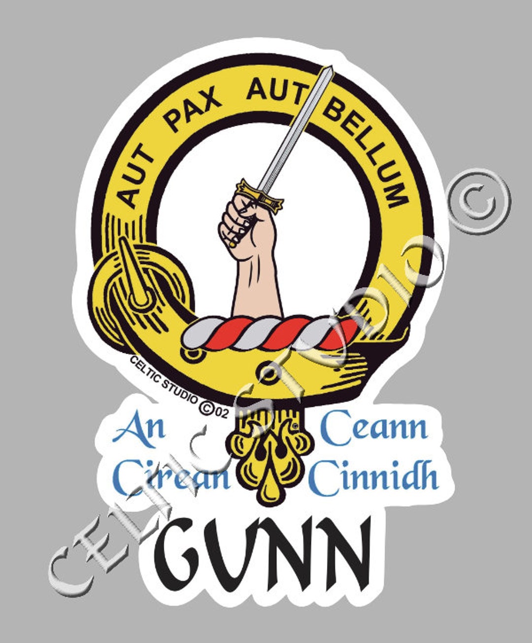 Gunn Clan Crest Decal | Custom Scottish Heritage Car & Laptop Stickers ...