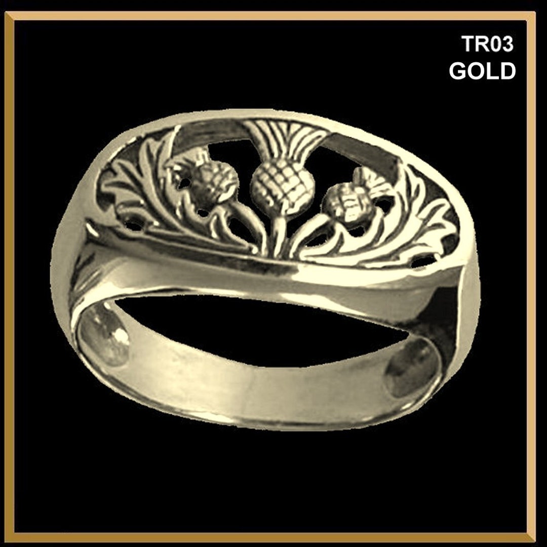 Gold Oval Three Thistle Scottish Ring TR03G - 10K or 14K - Etsy