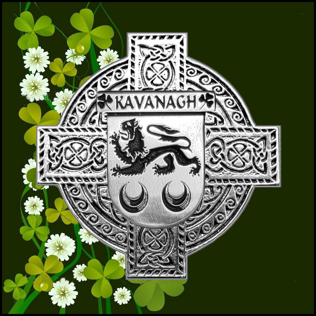 Kavanagh Irish Coat of Arms Celtic Cross Badge - Etsy