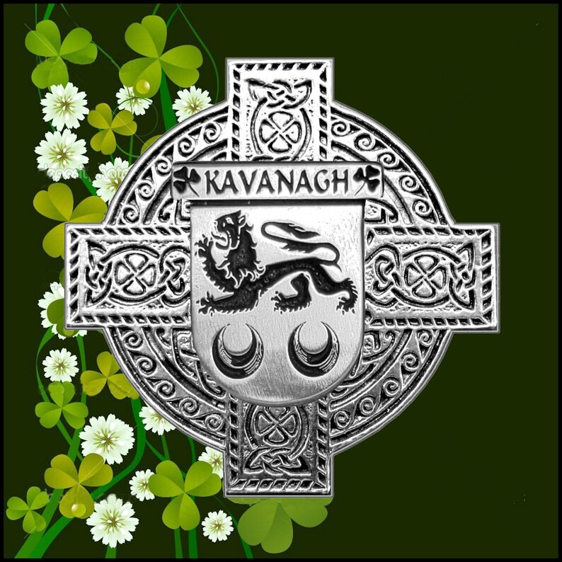 Kavanagh Irish Coat of Arms Celtic Cross Badge - Etsy