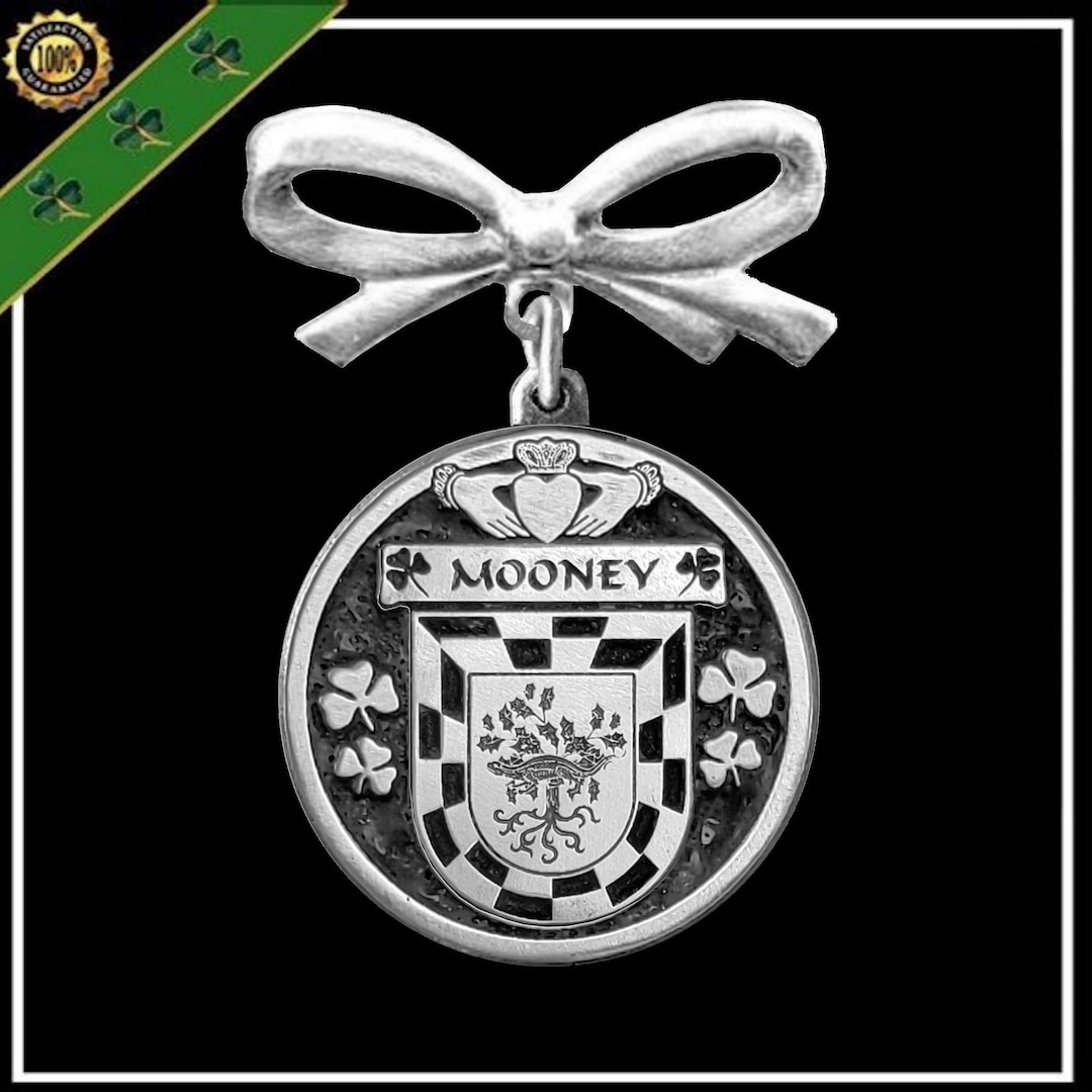 Mooney Irish Coat of Arms Disk Bow Brooch - Etsy