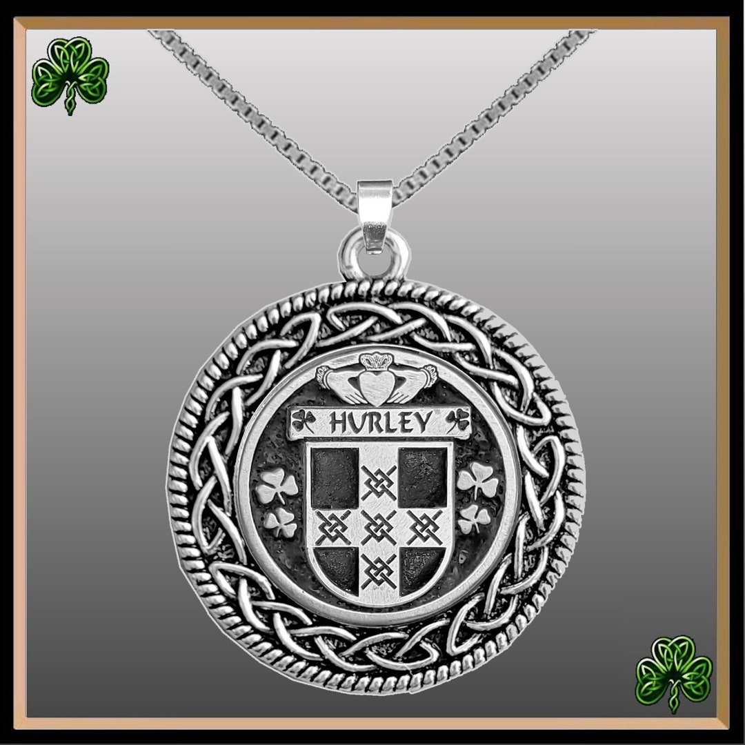 Hurley Irish Coat of Arms Celtic Interlace Disk Pendant ~ IP06 - Etsy