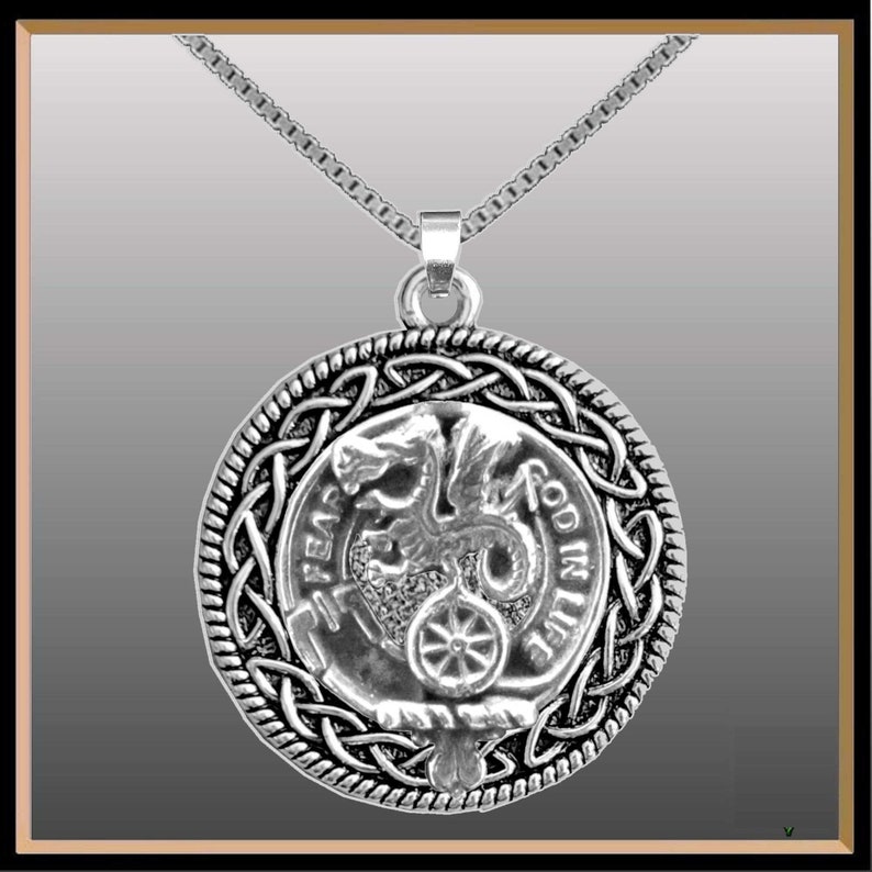 Somerville Clan Crest Celtic Interlace Disk Pendant, Scottish Family ...
