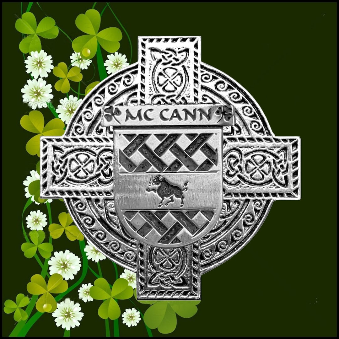 Mccann Irish Coat of Arms Celtic Cross Badge - Etsy