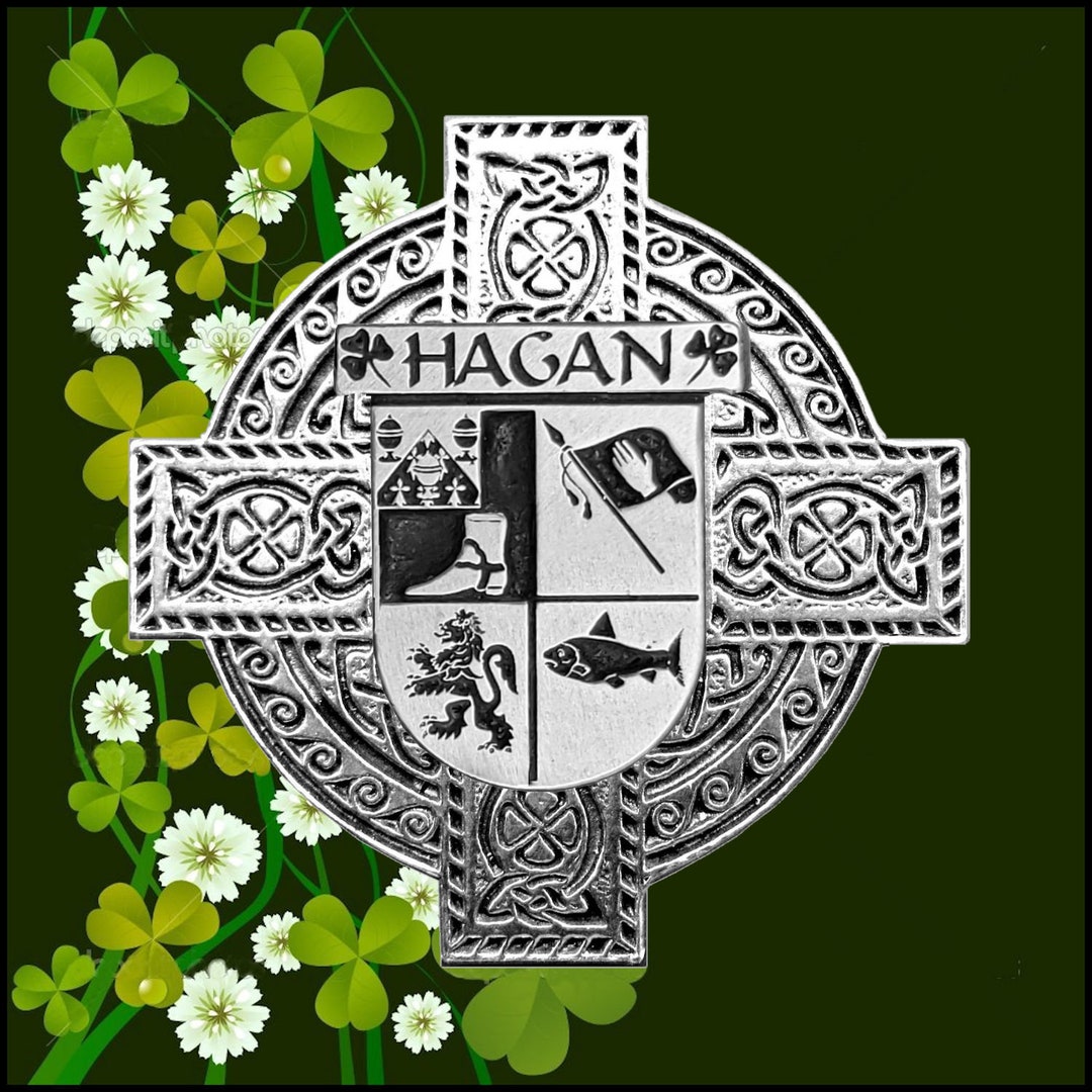 Hagan Irish Coat of Arms Celtic Cross Badge - Etsy