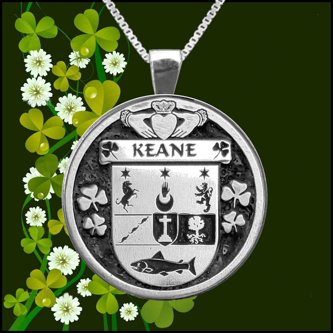 Keane Irish Coat of Arms Disk Pendant, Irish - Etsy