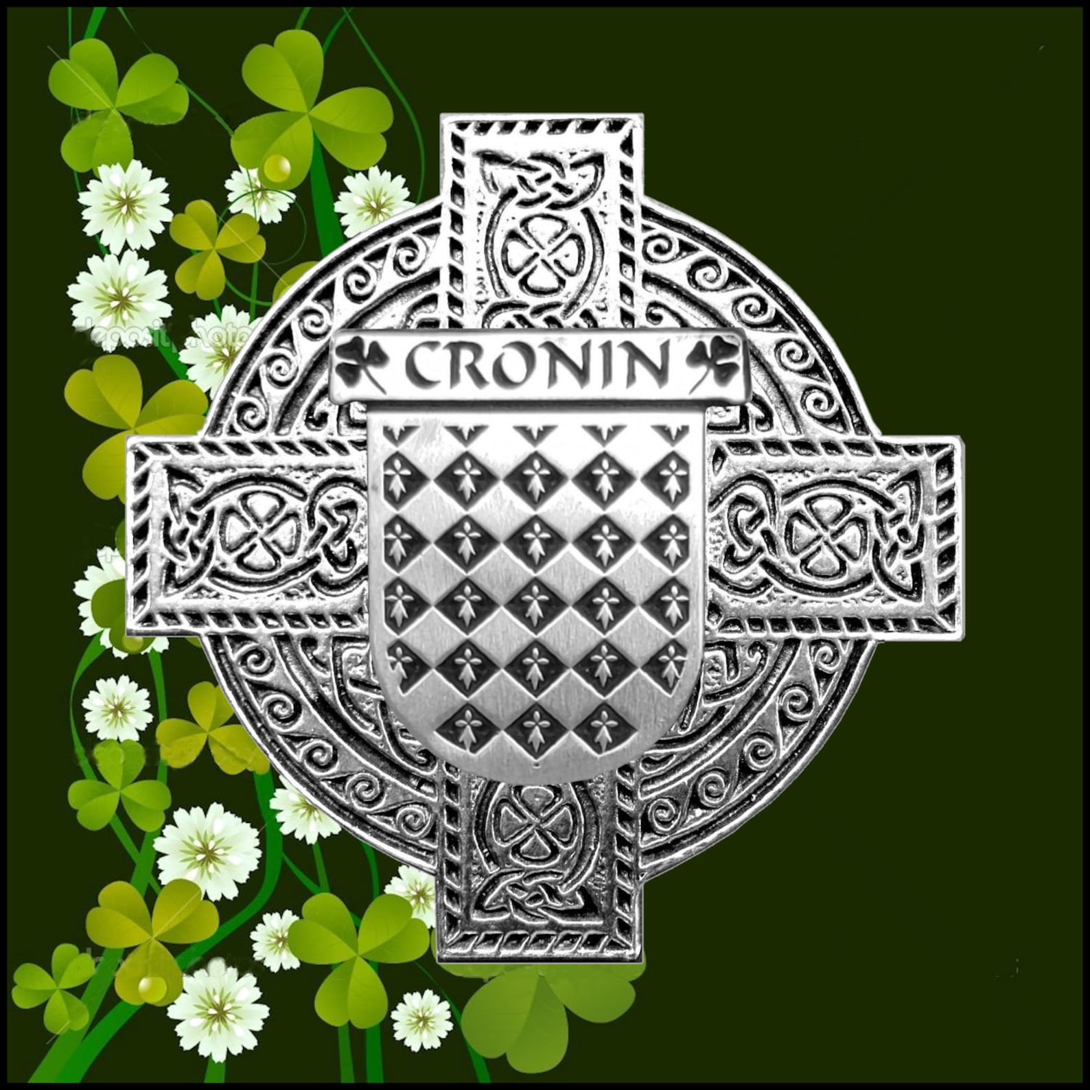 Cronin Irish Coat of Arms Celtic Cross Badge | Etsy