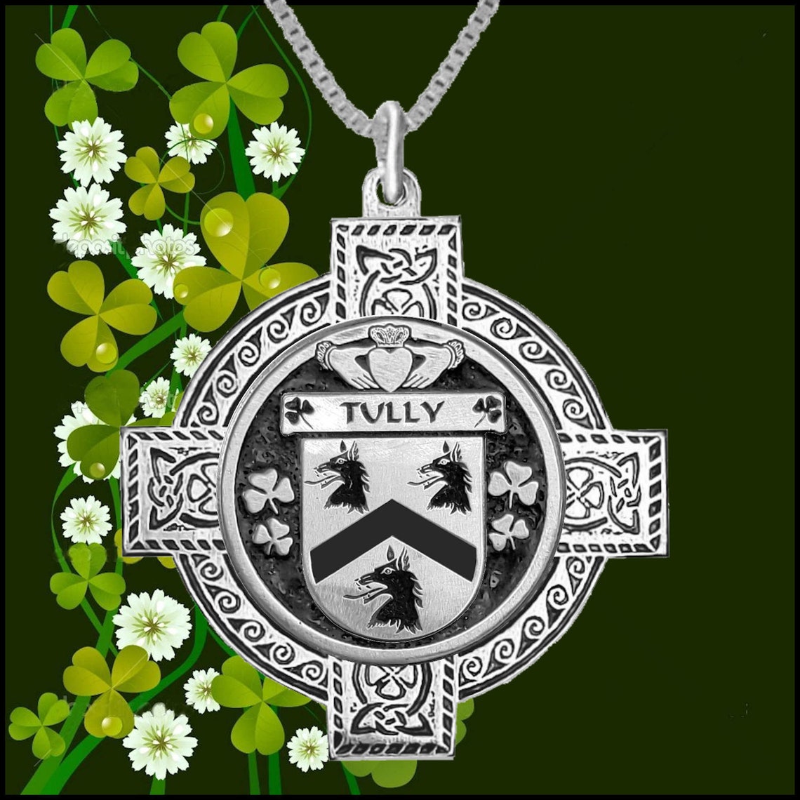 Tully Irish Coat of Arms Celtic Cross Pendant IP04 - Etsy