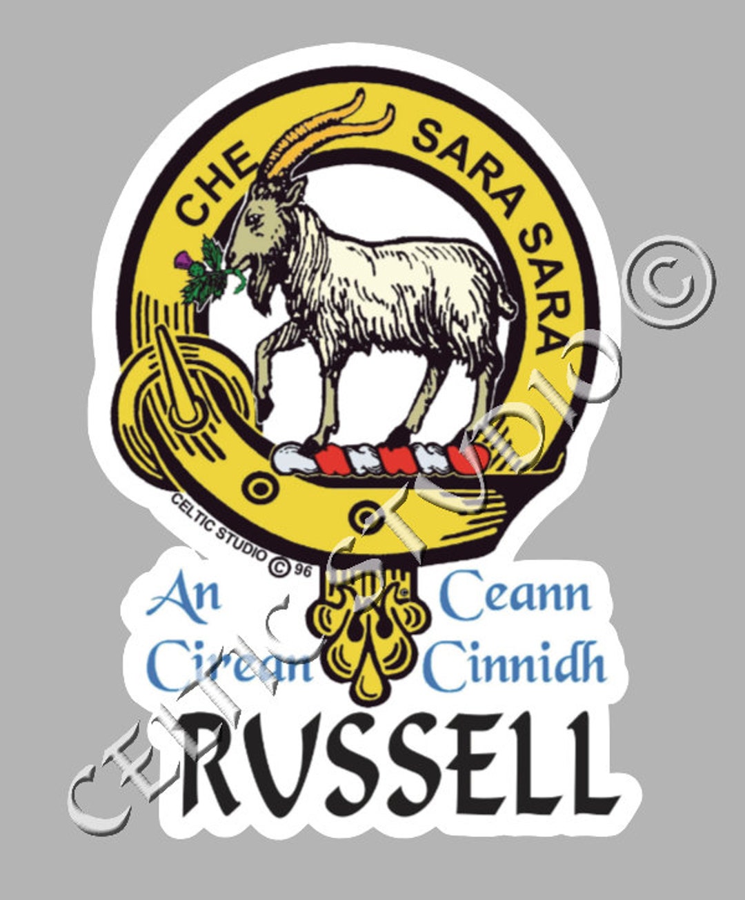 Russell (goat) Clan Crest Decal | Custom Scottish Heritage Car & Laptop ...