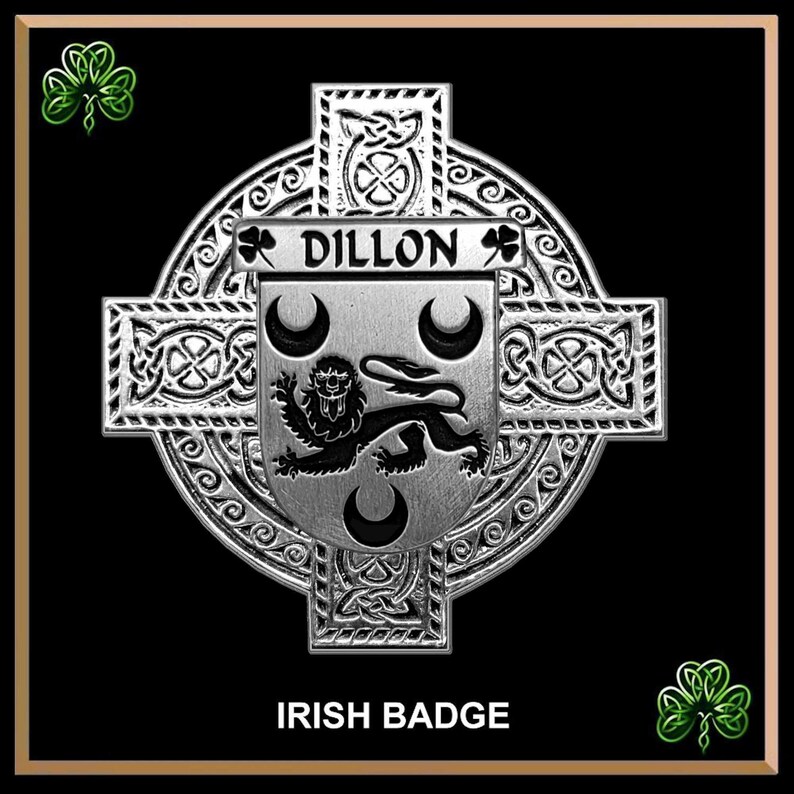 Dillon Irish Coat of Arms Celtic Cross Badge - Etsy