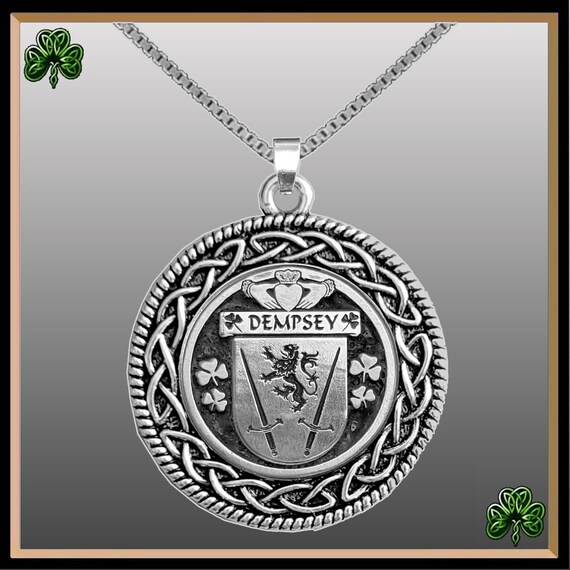 Dempsey Irish Coat of Arms Celtic Interlace Disk Pendant | Etsy