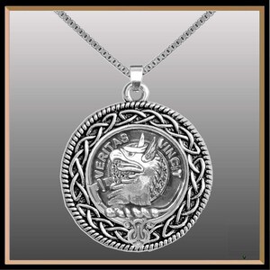Allison Clan Crest Celtic Interlace Disk Pendant, Scottish Family Crest ...