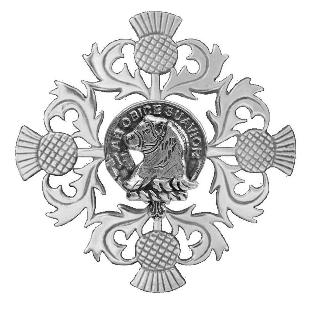 Galbraith Clan Crest Scottish Four Thistle Brooch - Etsy