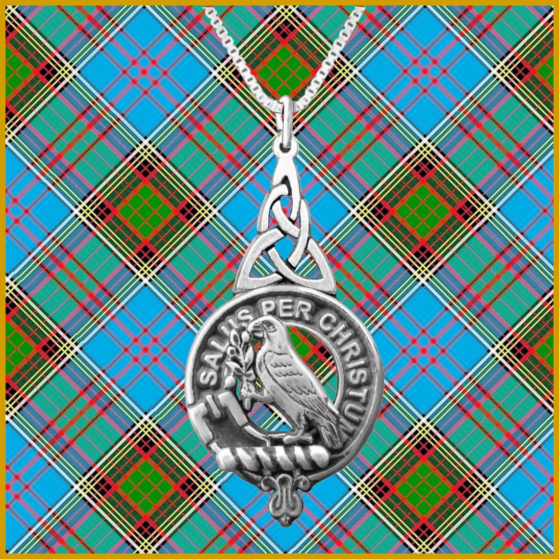 Abernethy Clan Crest Interlace Drop Pendant - Etsy UK