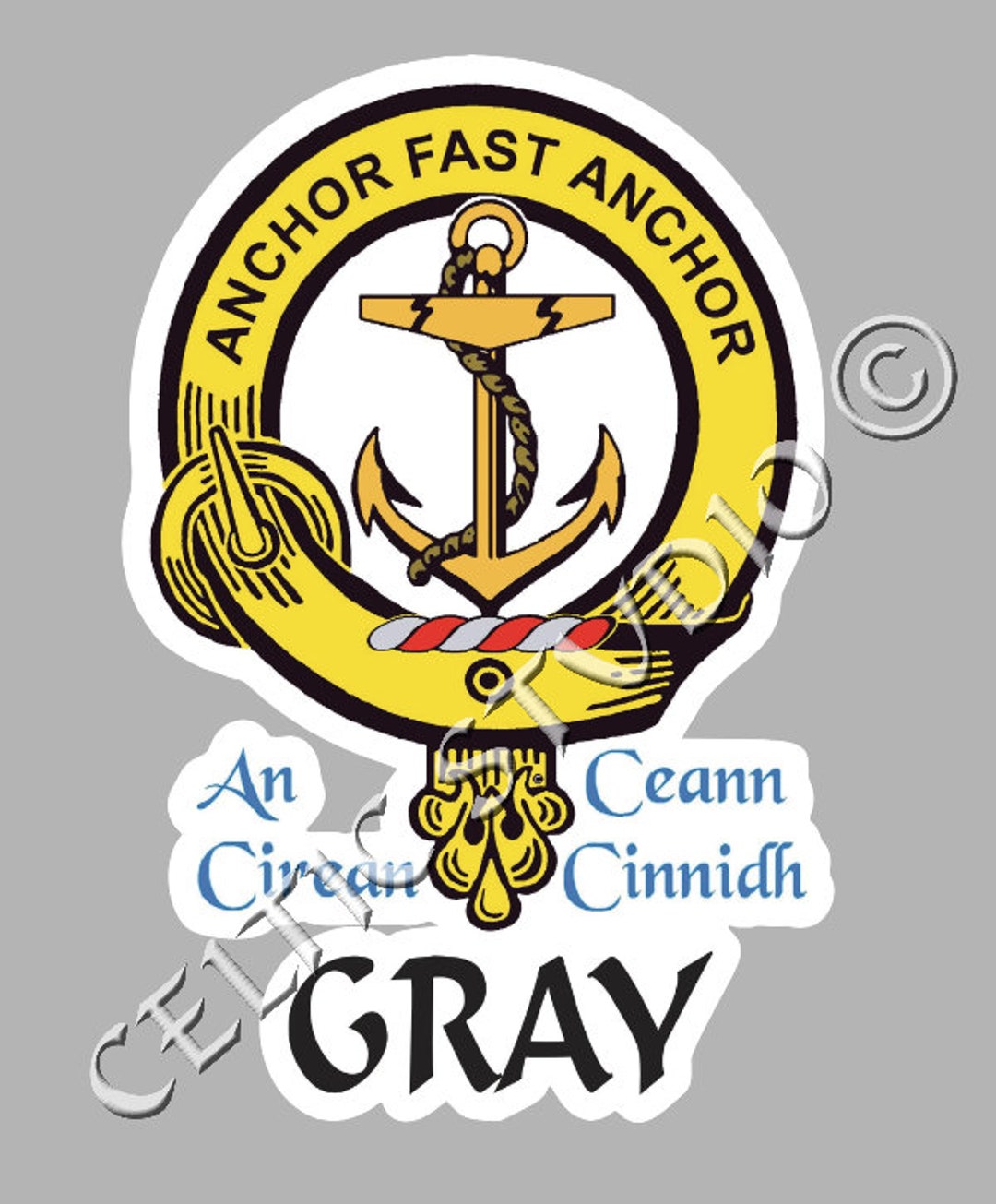 Gray Clan Crest Decal | Custom Scottish Heritage Car & Laptop Stickers ...