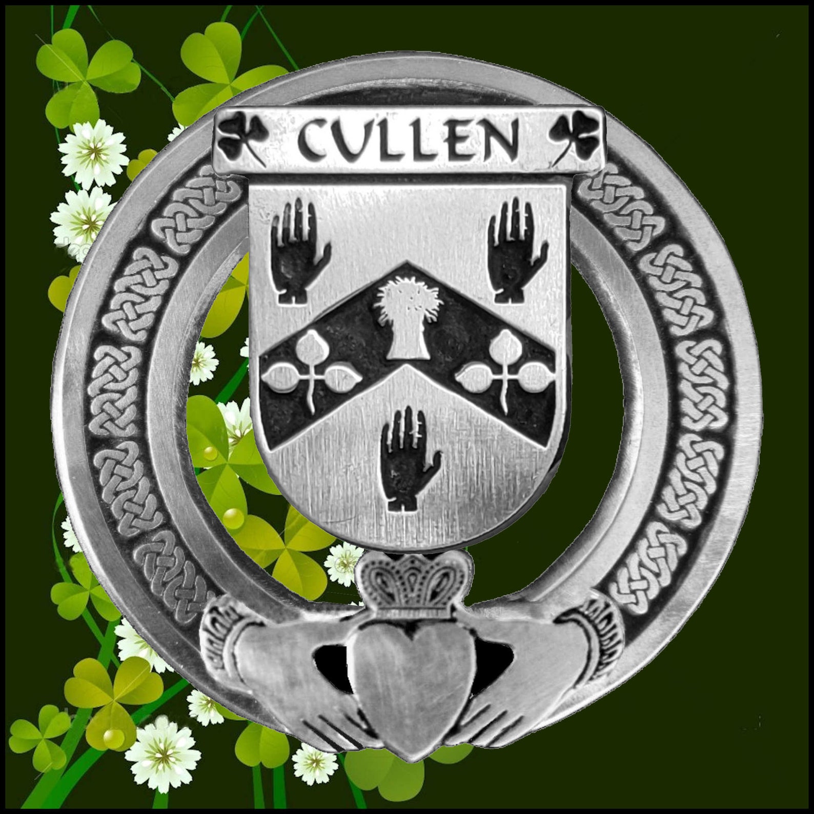 Cullen Irish Claddagh Coat of Arms Badge - Etsy
