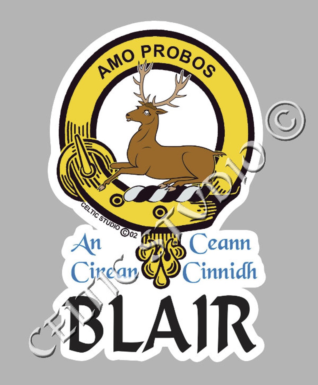Blair Clan Crest Decal | Custom Scottish Heritage Car & Laptop Stickers ...