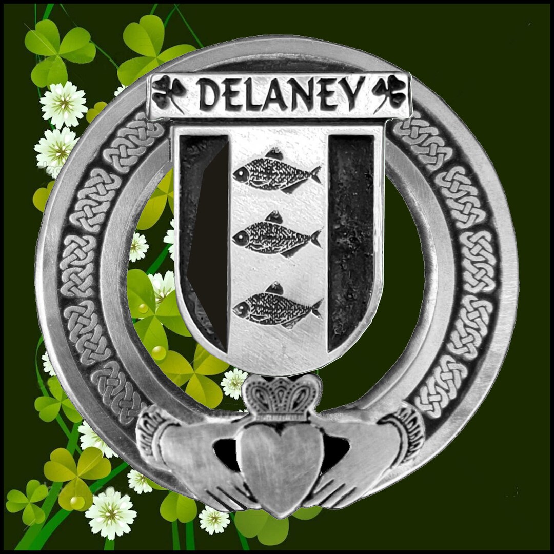 Delaney Irish Claddagh Coat of Arms Badge - Etsy