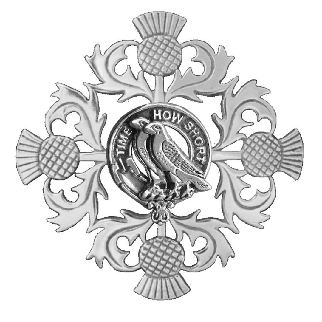 Akins Clan Crest Scottish Four Thistle Brooch - Etsy