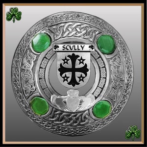 Scully Irish Claddagh Coat of Arms Plaid Brooch ~ Emerald Stones - Etsy