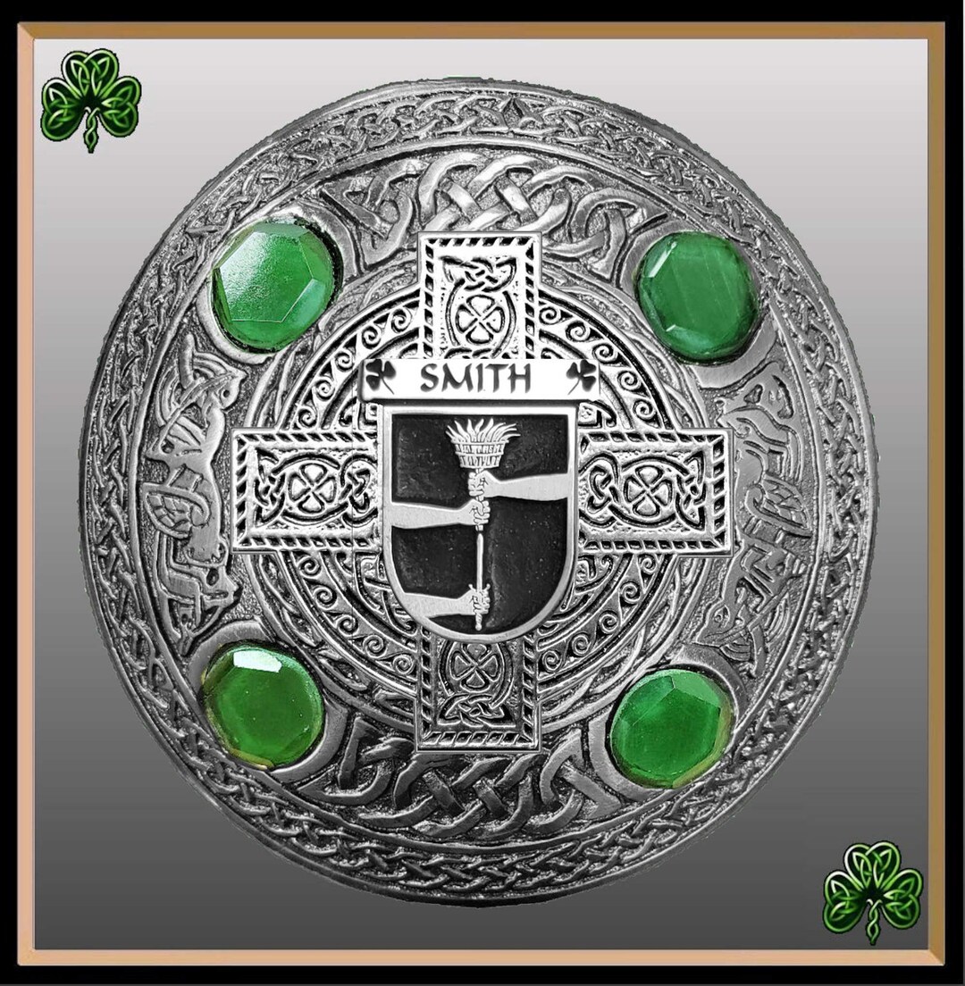 Smith Irish Coat of Arms Celtic Cross Plaid Brooch With Green Stones - Etsy