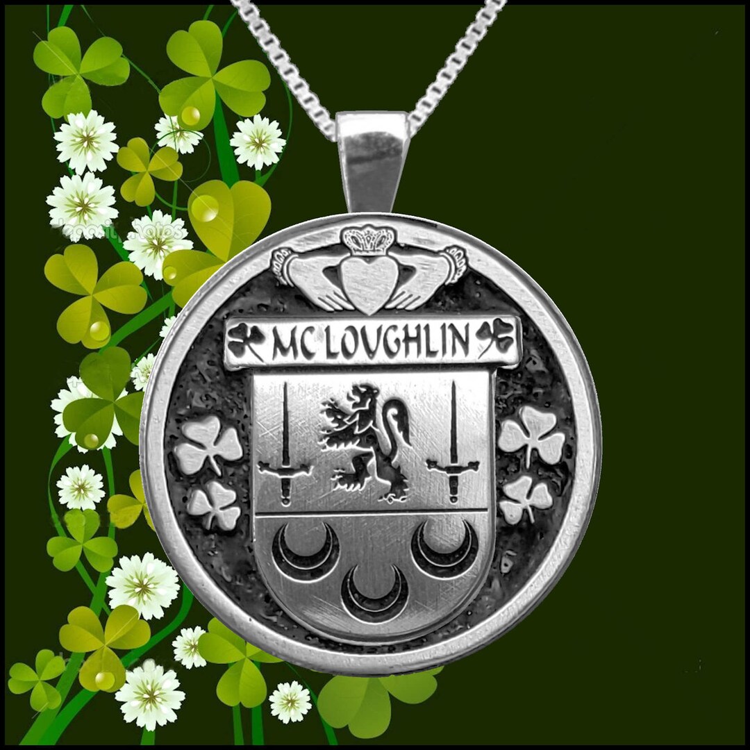Mcloughlin Irish Coat of Arms Disk Pendant, Irish - Etsy