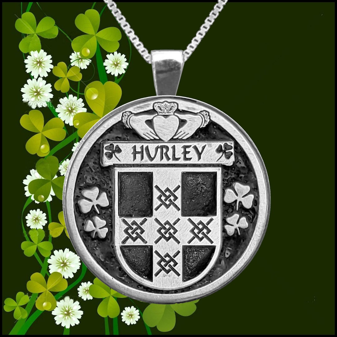 Hurley Irish Coat of Arms Disk Pendant, Irish - Etsy